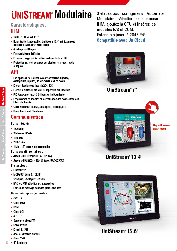 Catalogues et fiches produits Unitronics