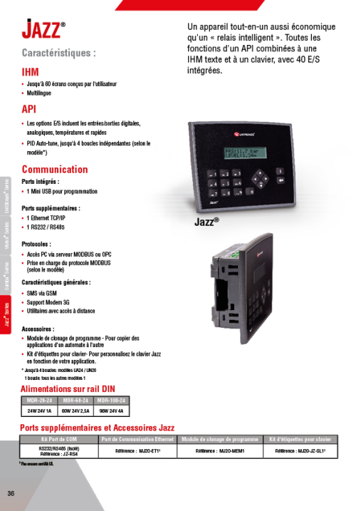 Catalogues et fiches produits Unitronics